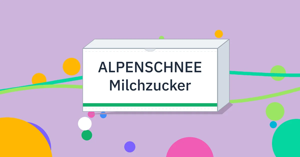 Symbolbild: Packung mit der Aufschrift ALPENSCHNEE Milchzucker (PZN 02746086) – Verfügbarkeit und Bezug in Apotheken in Frankfurt am Main