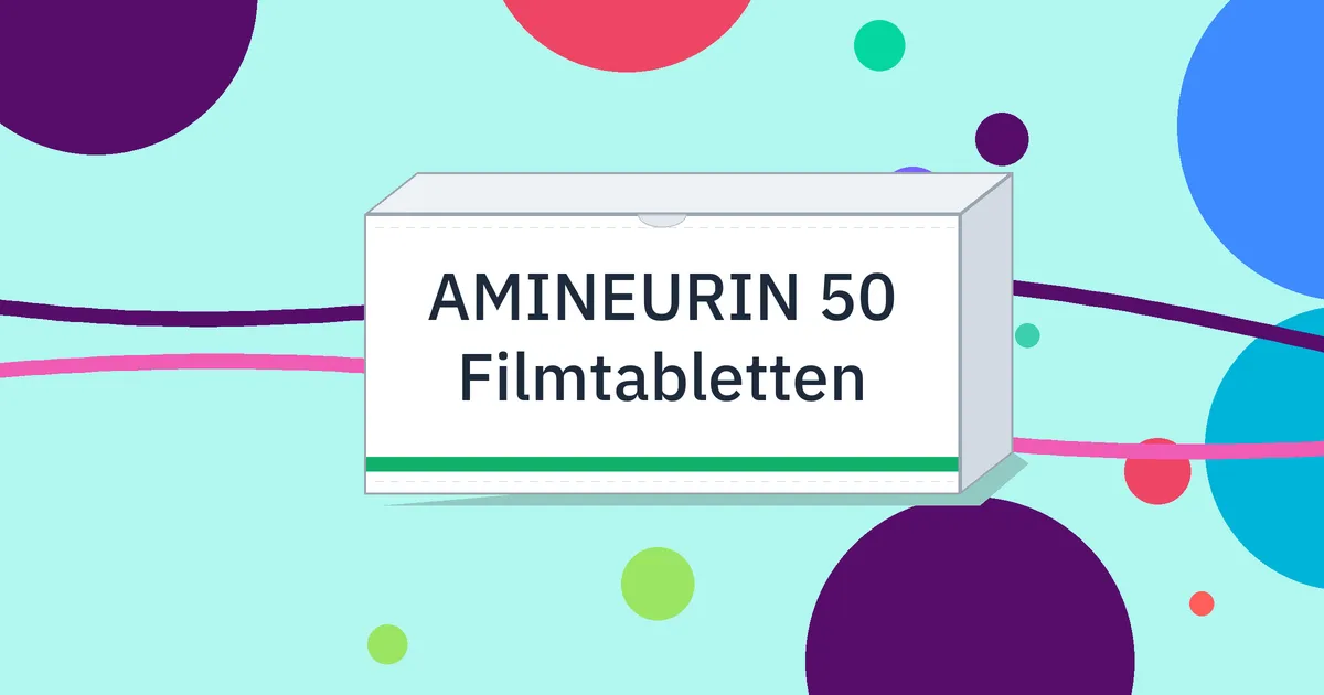 Symbolbild: Packung mit der Aufschrift AMINEURIN 50 Filmtabletten (PZN 04345664) – Verfügbarkeit und Bezug in Apotheken in Frankfurt am Main
