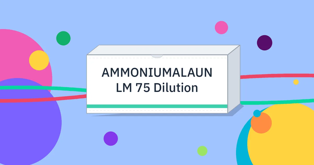 Symbolbild: Packung mit der Aufschrift AMMONIUMALAUN LM 75 Dilution (PZN 13324922) – Verfügbarkeit und Bezug in Apotheken in Frankfurt am Main