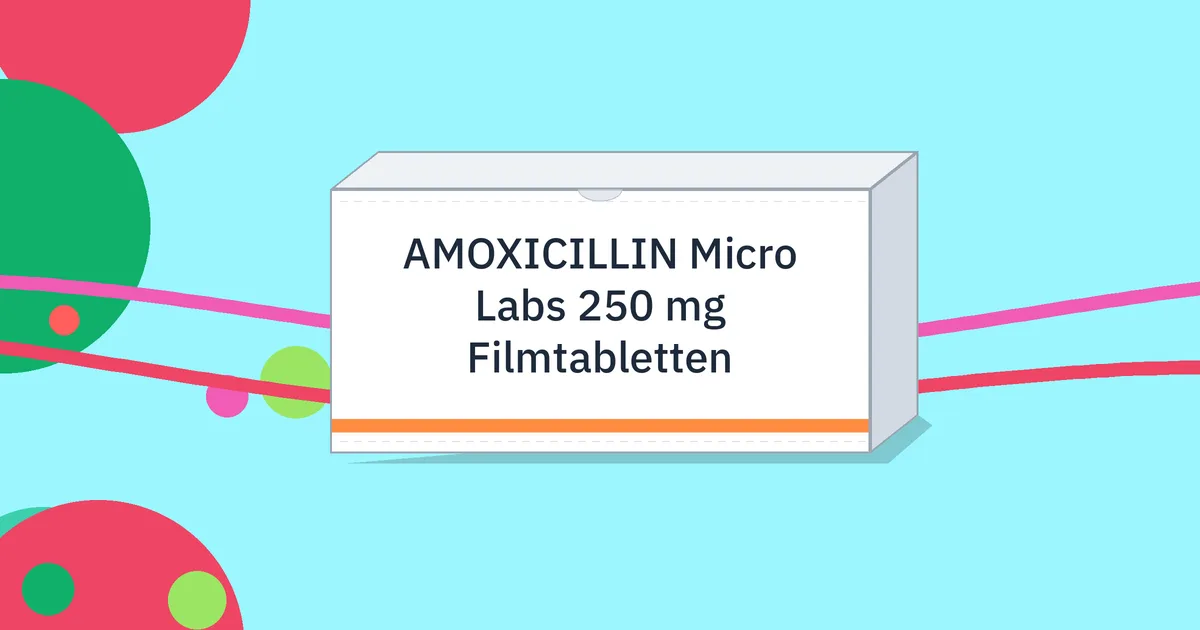 Symbolbild: Packung mit der Aufschrift AMOXICILLIN Micro Labs 250 mg Filmtabletten (PZN 12725211) – Verfügbarkeit und Bezug in Apotheken in Frankfurt am Main