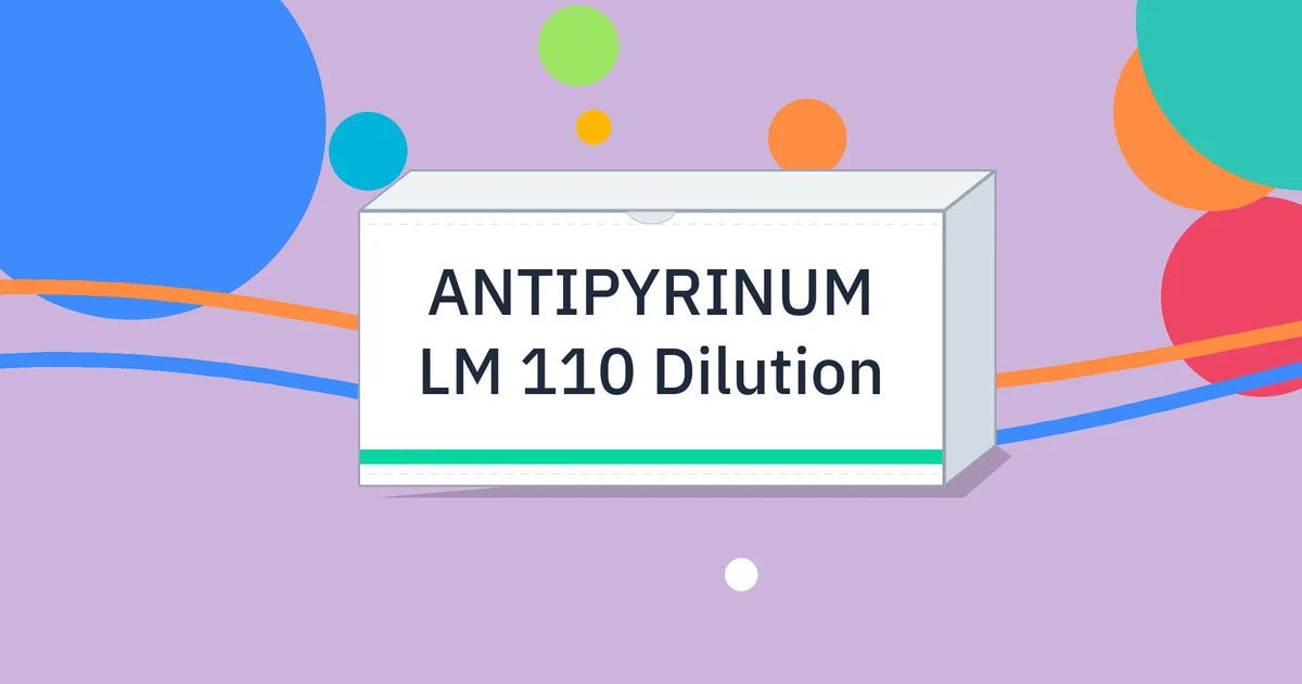 Symbolbild: Packung mit der Aufschrift ANTIPYRINUM LM 110 Dilution (PZN 13376959) – Verfügbarkeit und Bezug in Apotheken in Frankfurt am Main