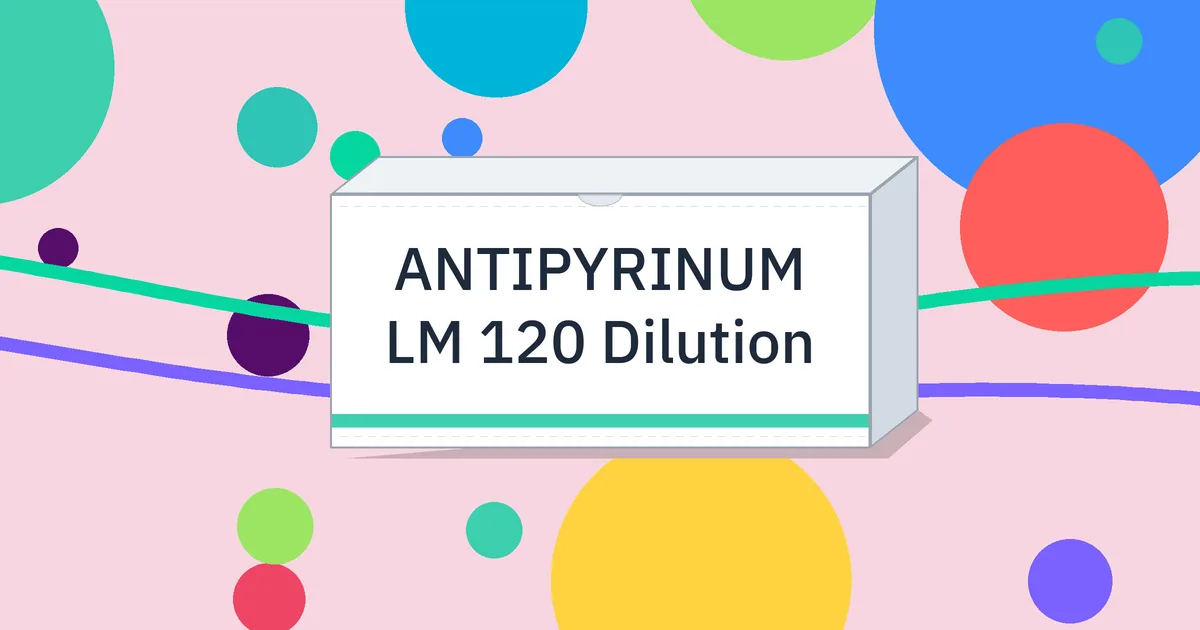 Symbolbild: Packung mit der Aufschrift ANTIPYRINUM LM 120 Dilution (PZN 13376971) – Verfügbarkeit und Bezug in Apotheken in Frankfurt am Main