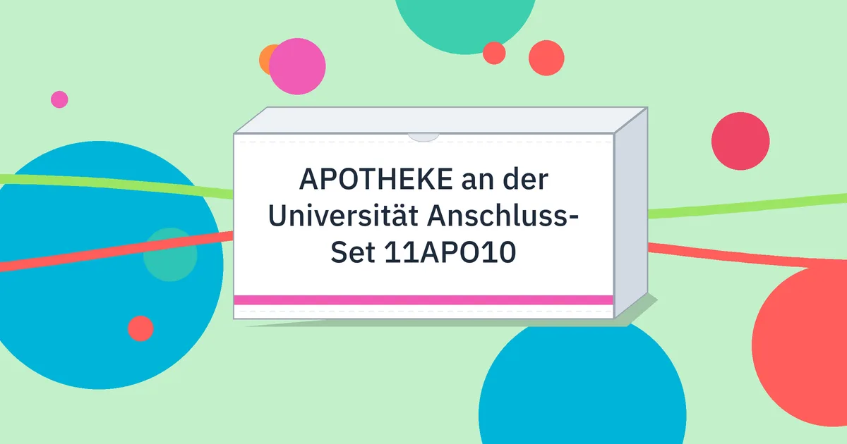 Symbolbild: Packung mit der Aufschrift APOTHEKE an der Universität Anschluss-Set 11APO10 (PZN 14015904) – Verfügbarkeit und Bezug in Apotheken in Frankfurt am Main