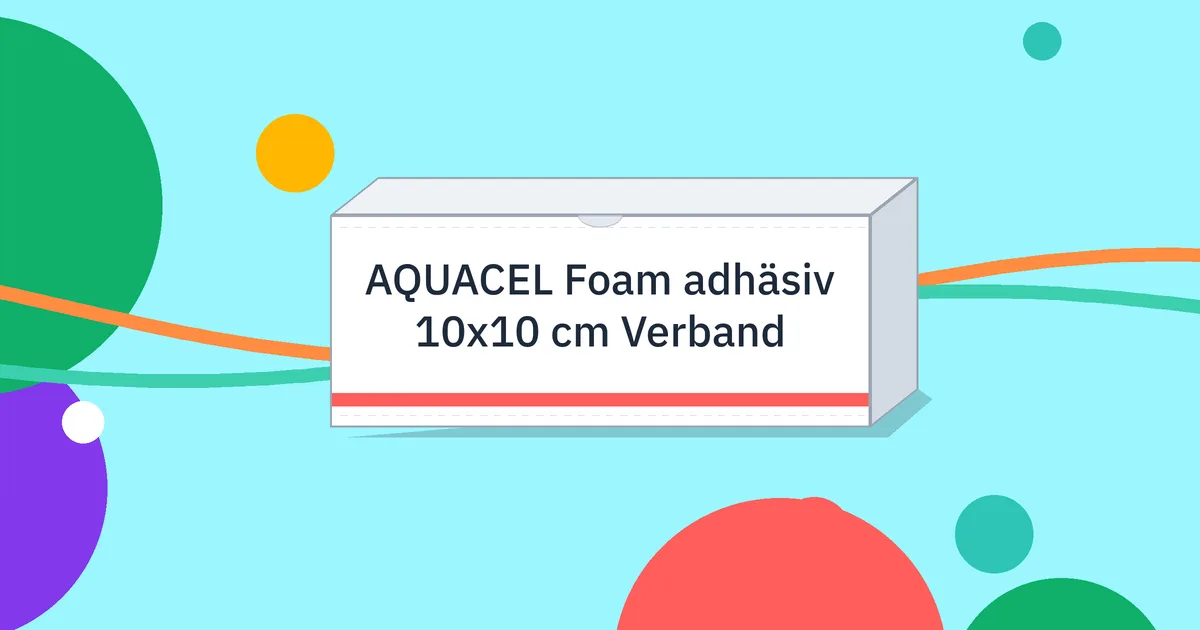 Symbolbild: Packung mit der Aufschrift AQUACEL Foam adhäsiv 10x10 cm Verband (PZN 20629266) – Verfügbarkeit und Bezug in Apotheken in Frankfurt am Main