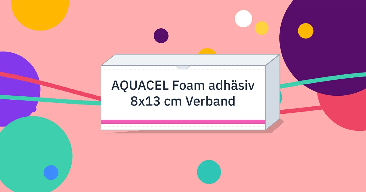 Symbolbild: Packung mit der Aufschrift AQUACEL Foam adhäsiv 8x13 cm Verband (PZN 14032185) – Verfügbarkeit und Bezug in Apotheken in Frankfurt am Main