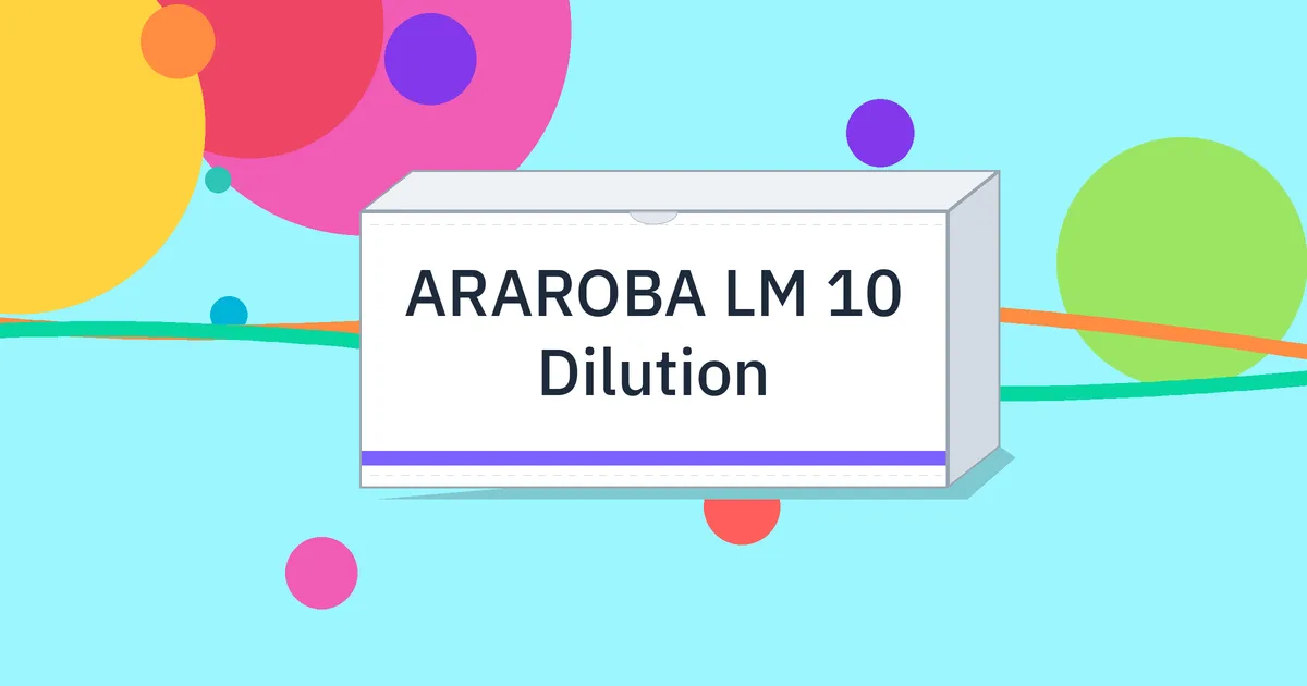 Symbolbild: Packung mit der Aufschrift ARAROBA LM 10 Dilution (PZN 13385579) – Verfügbarkeit und Bezug in Apotheken in Frankfurt am Main