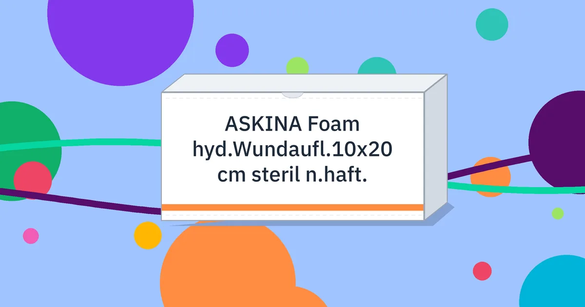 Symbolbild: Packung mit der Aufschrift ASKINA Foam hyd.Wundaufl.10x20 cm steril n.haft. (PZN 19194521) – Verfügbarkeit und Bezug in Apotheken in Frankfurt am Main