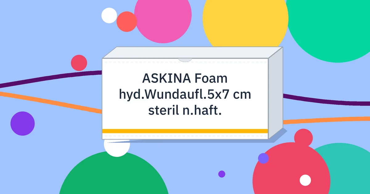 Symbolbild: Packung mit der Aufschrift ASKINA Foam hyd.Wundaufl.5x7 cm steril n.haft. (PZN 09314504) – Verfügbarkeit und Bezug in Apotheken in Frankfurt am Main