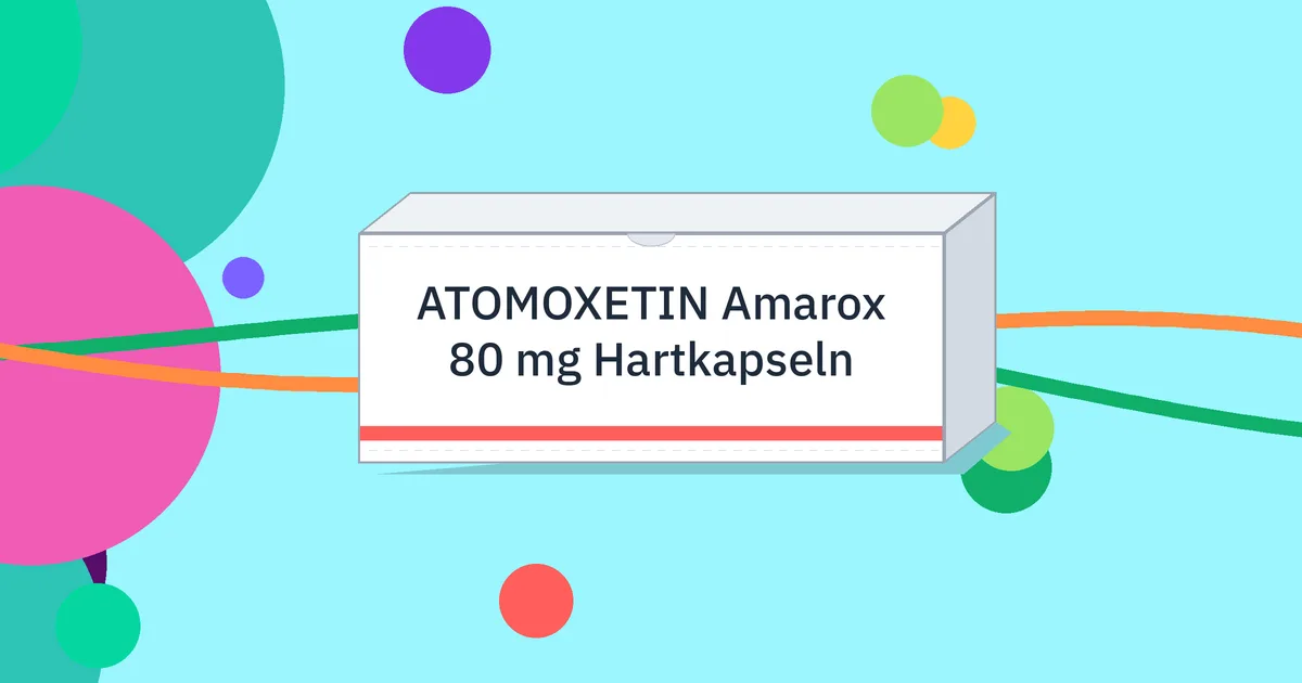 Symbolbild: Packung mit der Aufschrift ATOMOXETIN Amarox 80 mg Hartkapseln (PZN 19178700) – Verfügbarkeit und Bezug in Apotheken in Frankfurt am Main