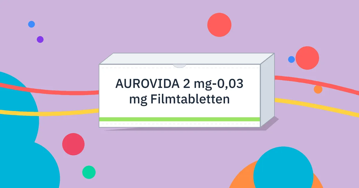 Symbolbild: Packung mit der Aufschrift AUROVIDA 2 mg-0,03 mg Filmtabletten (PZN 10347236) – Verfügbarkeit und Bezug in Apotheken in Frankfurt am Main