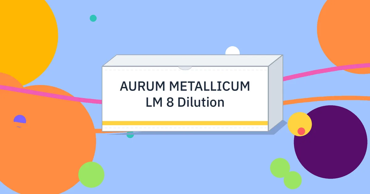 Symbolbild: Packung mit der Aufschrift AURUM METALLICUM LM 8 Dilution (PZN 12785035) – Verfügbarkeit und Bezug in Apotheken in Frankfurt am Main
