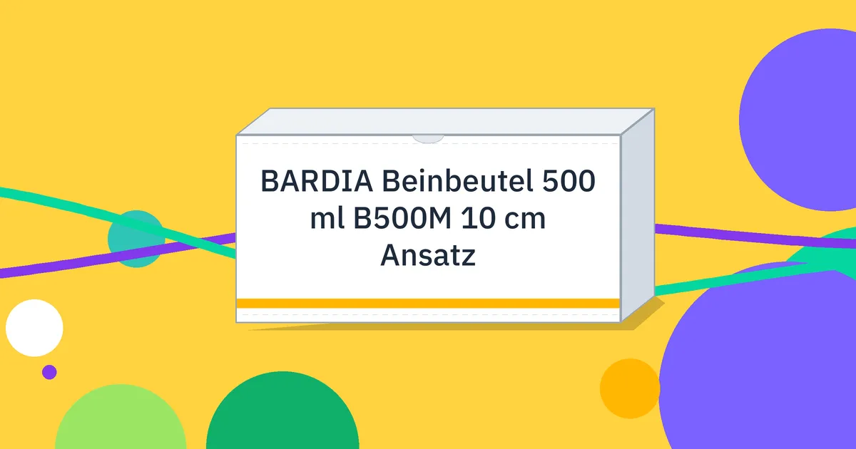 Symbolbild: Packung mit der Aufschrift BARDIA Beinbeutel 500 ml B500M 10 cm Ansatz (PZN 01854000) – Verfügbarkeit und Bezug in Apotheken in Frankfurt am Main
