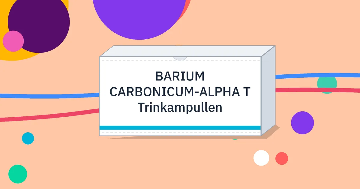 Symbolbild: Packung mit der Aufschrift BARIUM CARBONICUM-ALPHA T Trinkampullen (PZN 10223149) – Verfügbarkeit und Bezug in Apotheken in Frankfurt am Main