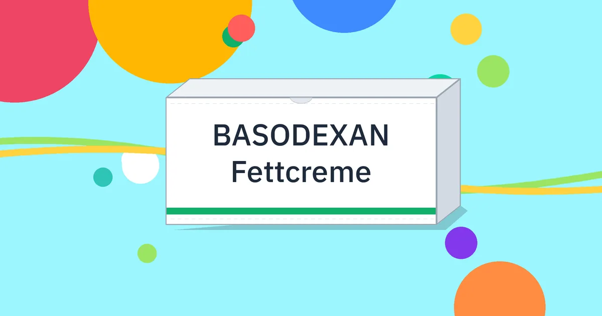 Symbolbild: Packung mit der Aufschrift BASODEXAN Fettcreme (PZN 04080065) – Verfügbarkeit und Bezug in Apotheken in Frankfurt am Main
