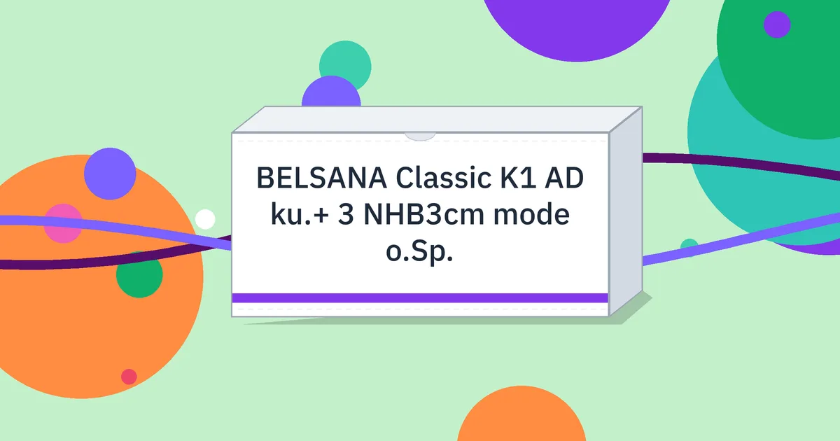 Symbolbild: Packung mit der Aufschrift BELSANA Classic K1 AD ku.+ 3 NHB3cm mode o.Sp. (PZN 19255607) – Verfügbarkeit und Bezug in Apotheken in Frankfurt am Main