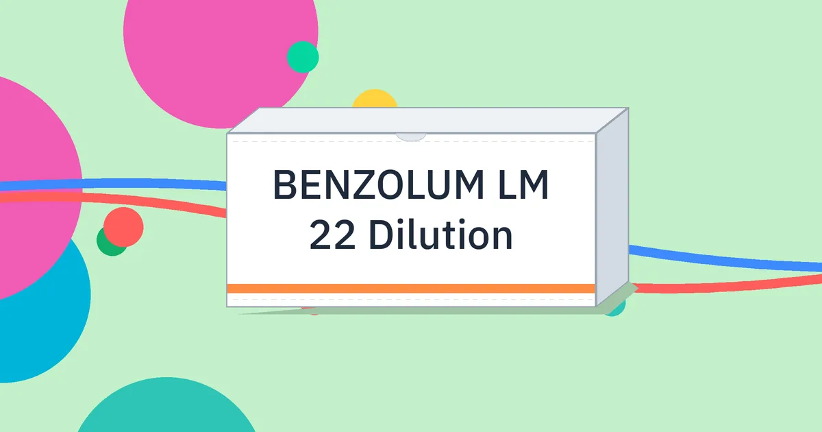 Symbolbild: Packung mit der Aufschrift BENZOLUM LM 22 Dilution (PZN 12792584) – Verfügbarkeit und Bezug in Apotheken in Frankfurt am Main