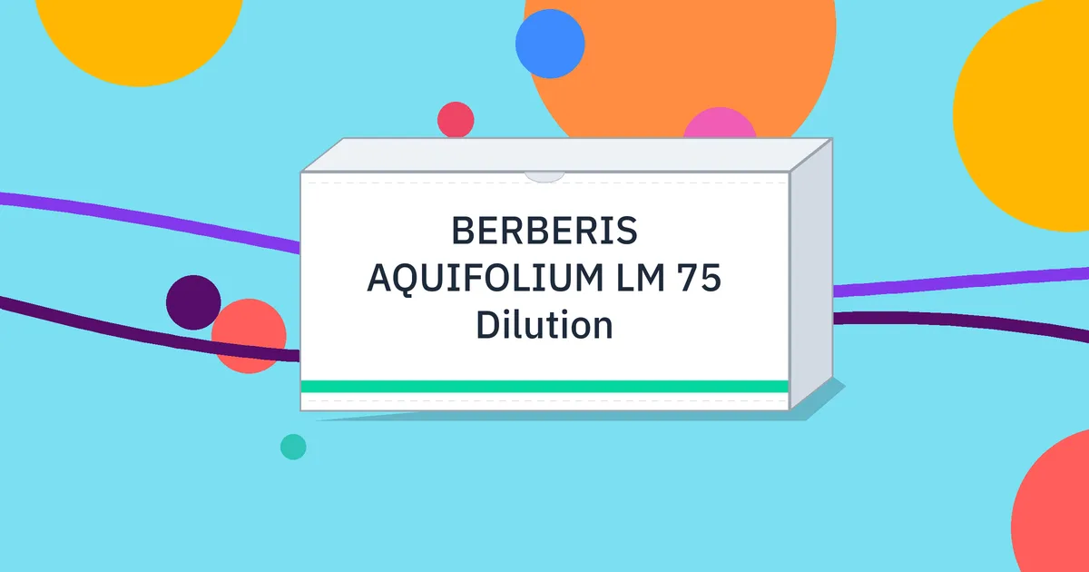 Symbolbild: Packung mit der Aufschrift BERBERIS AQUIFOLIUM LM 75 Dilution (PZN 13383735) – Verfügbarkeit und Bezug in Apotheken in Frankfurt am Main