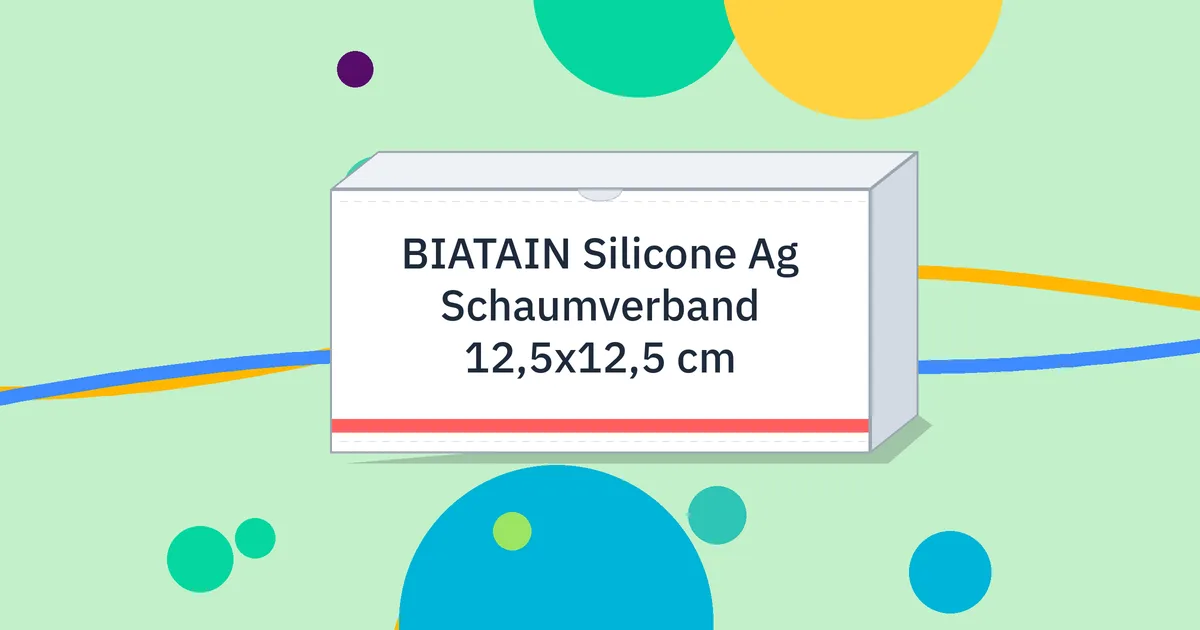 Symbolbild: Packung mit der Aufschrift BIATAIN Silicone Ag Schaumverband 12,5x12,5 cm (PZN 18670161) – Verfügbarkeit und Bezug in Apotheken in Frankfurt am Main