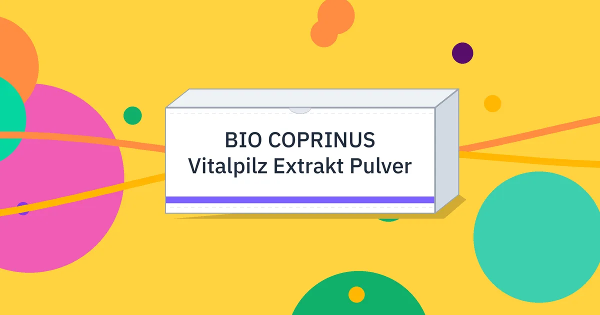 Symbolbild: Packung mit der Aufschrift BIO COPRINUS Vitalpilz Extrakt Pulver (PZN 19820421) – Verfügbarkeit und Bezug in Apotheken in Frankfurt am Main