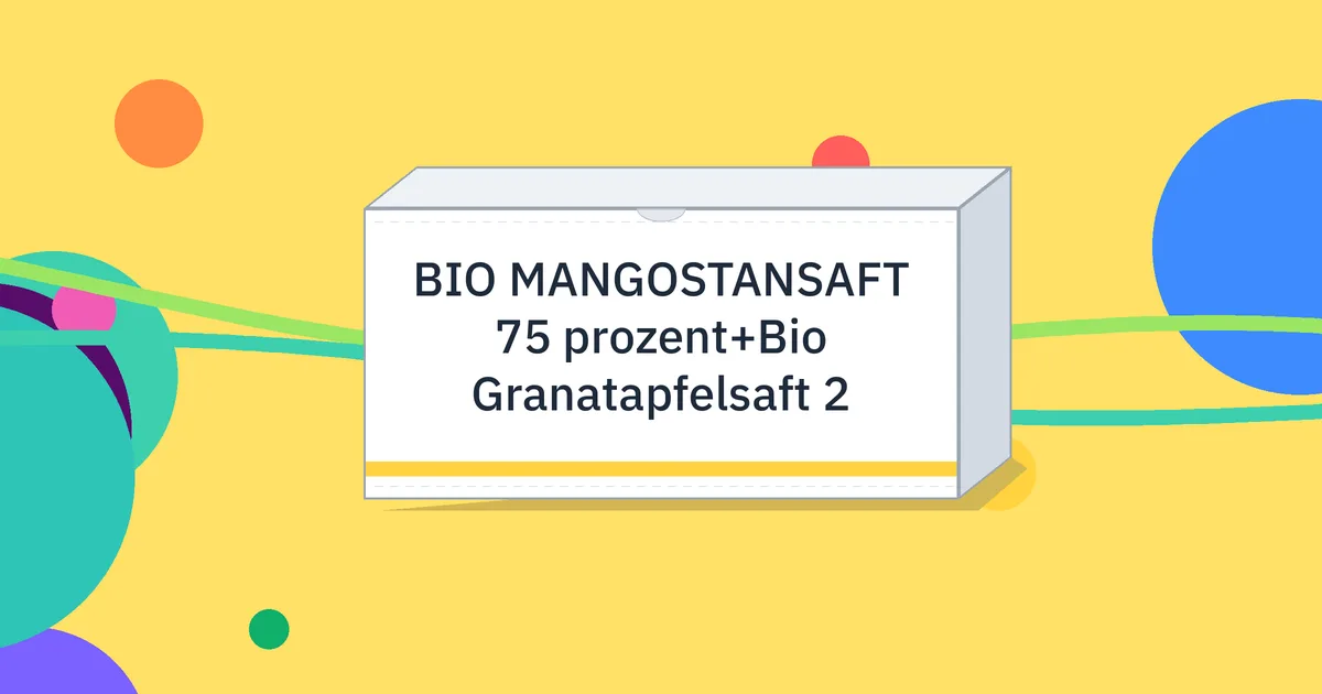 Symbolbild: Packung mit der Aufschrift BIO MANGOSTANSAFT 75 prozent+Bio Granatapfelsaft 2 (PZN 09280863) – Verfügbarkeit und Bezug in Apotheken in Frankfurt am Main