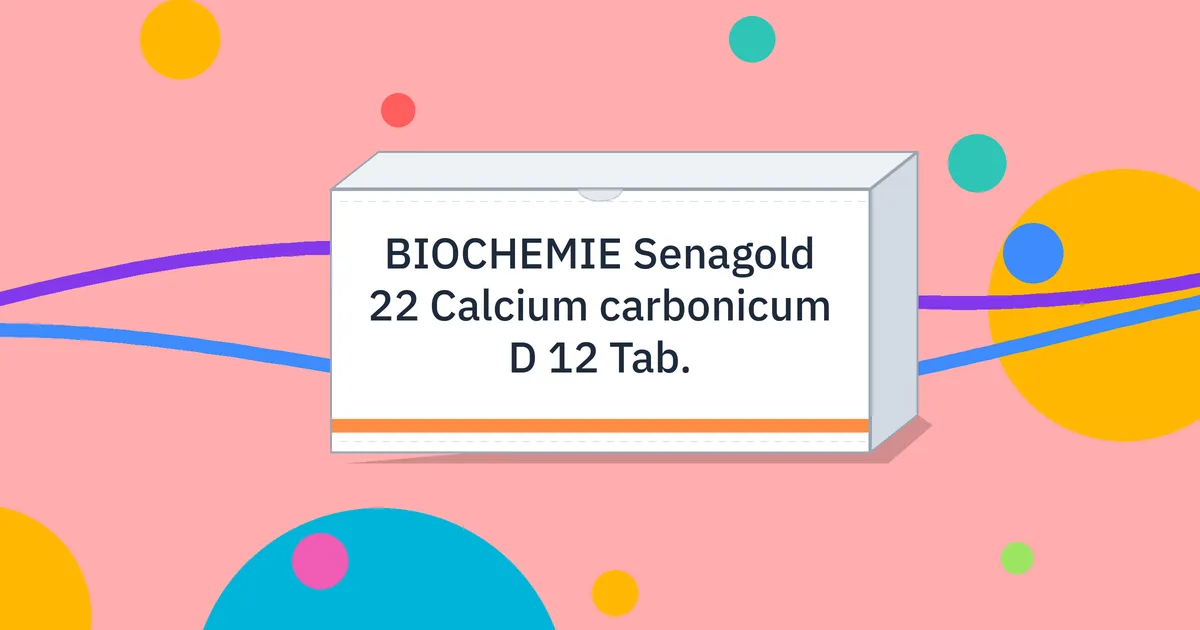 Symbolbild: Packung mit der Aufschrift BIOCHEMIE Senagold 22 Calcium carbonicum D 12 Tab. (PZN 07544542) – Verfügbarkeit und Bezug in Apotheken in Frankfurt am Main