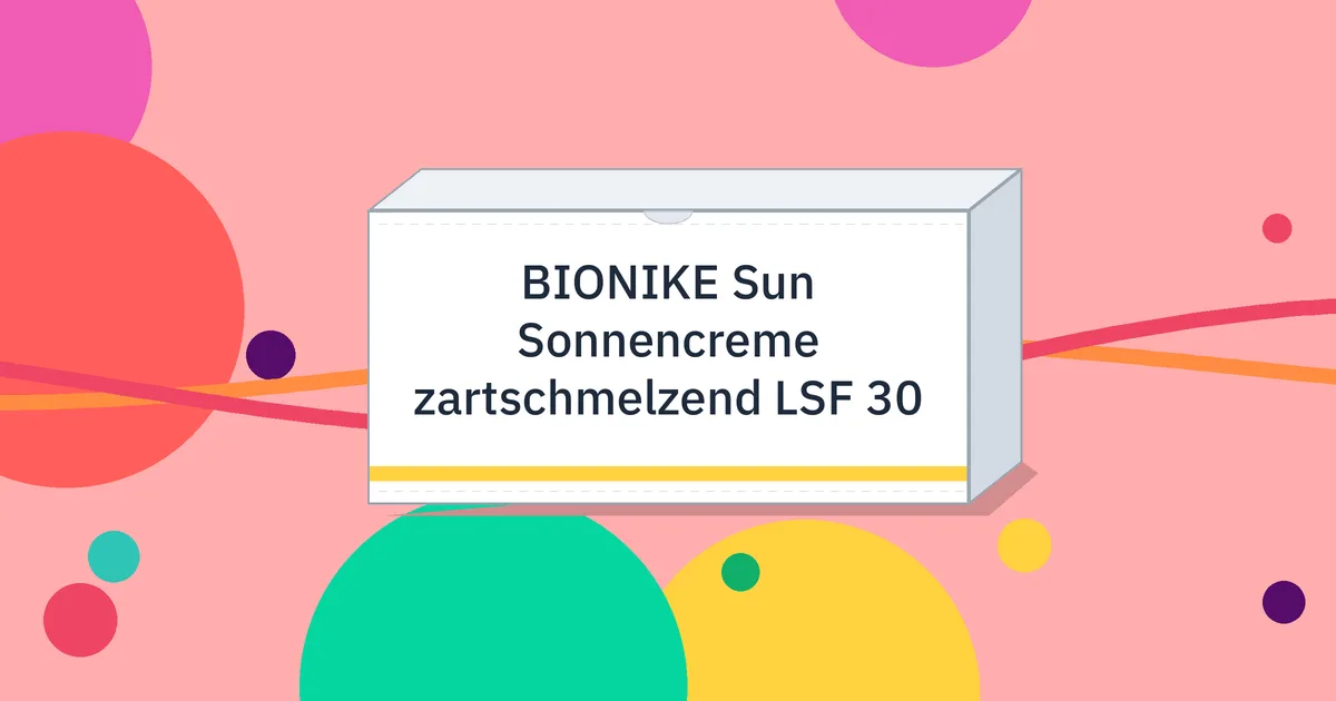 Symbolbild: Packung mit der Aufschrift BIONIKE Sun Sonnencreme zartschmelzend LSF 30 (PZN 12649711) – Verfügbarkeit und Bezug in Apotheken in Frankfurt am Main