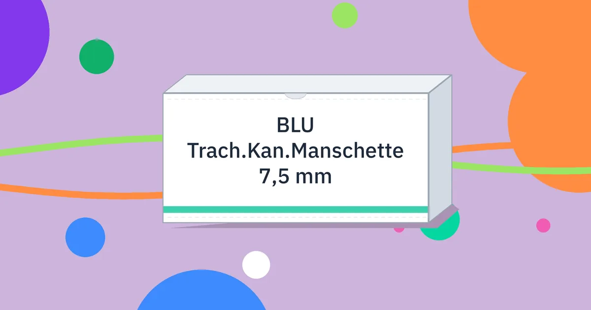Symbolbild: Packung mit der Aufschrift BLU Trach.Kan.Manschette 7,5 mm (PZN 02150169) – Verfügbarkeit und Bezug in Apotheken in Frankfurt am Main