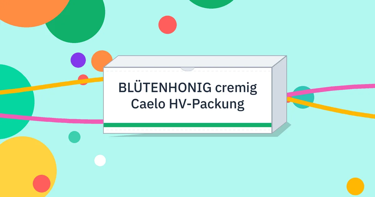 Symbolbild: Packung mit der Aufschrift BLÜTENHONIG cremig Caelo HV-Packung (PZN 05003629) – Verfügbarkeit und Bezug in Apotheken in Frankfurt am Main