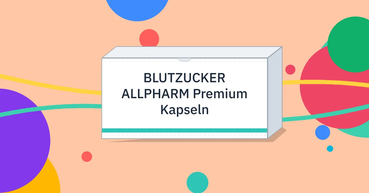 Symbolbild: Packung mit der Aufschrift BLUTZUCKER ALLPHARM Premium Kapseln (PZN 15611732) – Verfügbarkeit und Bezug in Apotheken in Frankfurt am Main