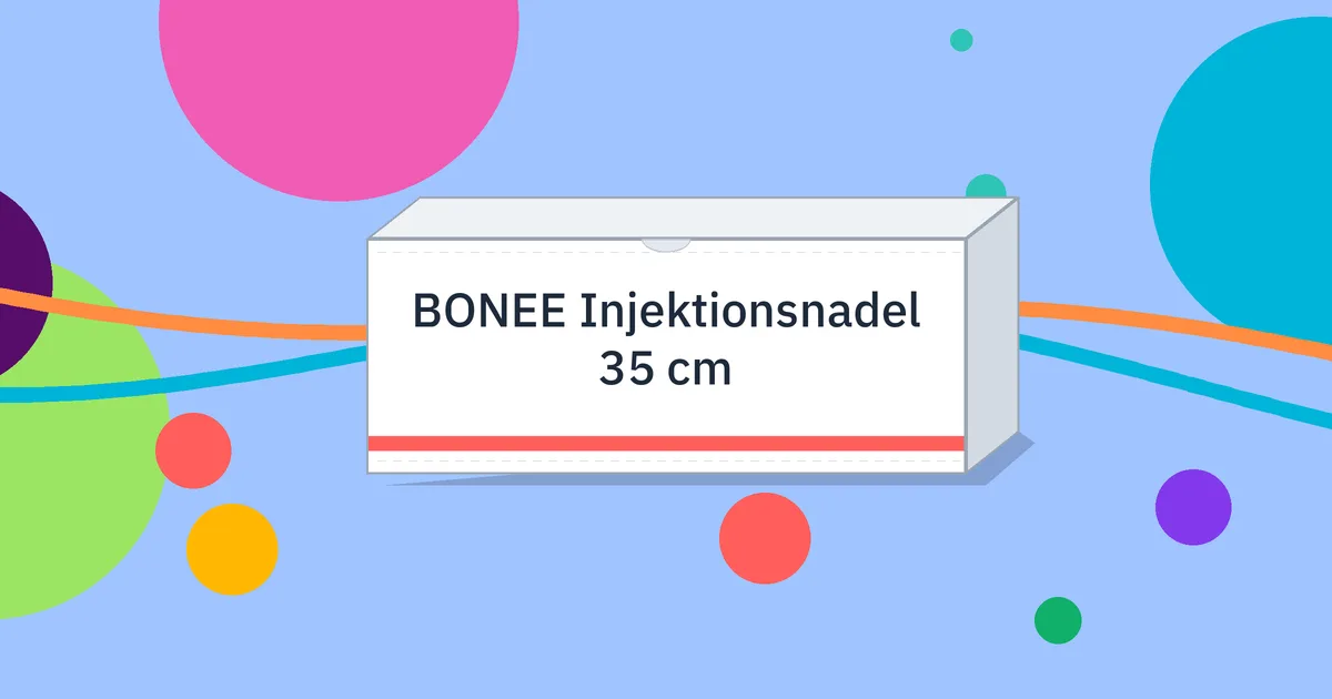 Symbolbild: Packung mit der Aufschrift BONEE Injektionsnadel 35 cm (PZN 10027595) – Verfügbarkeit und Bezug in Apotheken in Frankfurt am Main