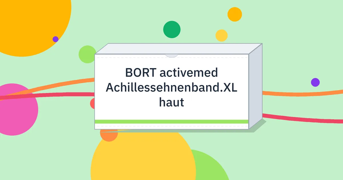 Symbolbild: Packung mit der Aufschrift BORT activemed Achillessehnenband.XL haut (PZN 15256550) – Verfügbarkeit und Bezug in Apotheken in Frankfurt am Main