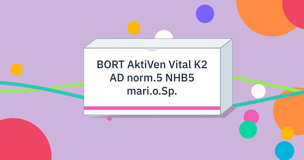Symbolbild: Packung mit der Aufschrift BORT AktiVen Vital K2 AD norm.5 NHB5 mari.o.Sp. (PZN 17494503) – Verfügbarkeit und Bezug in Apotheken in Frankfurt am Main
