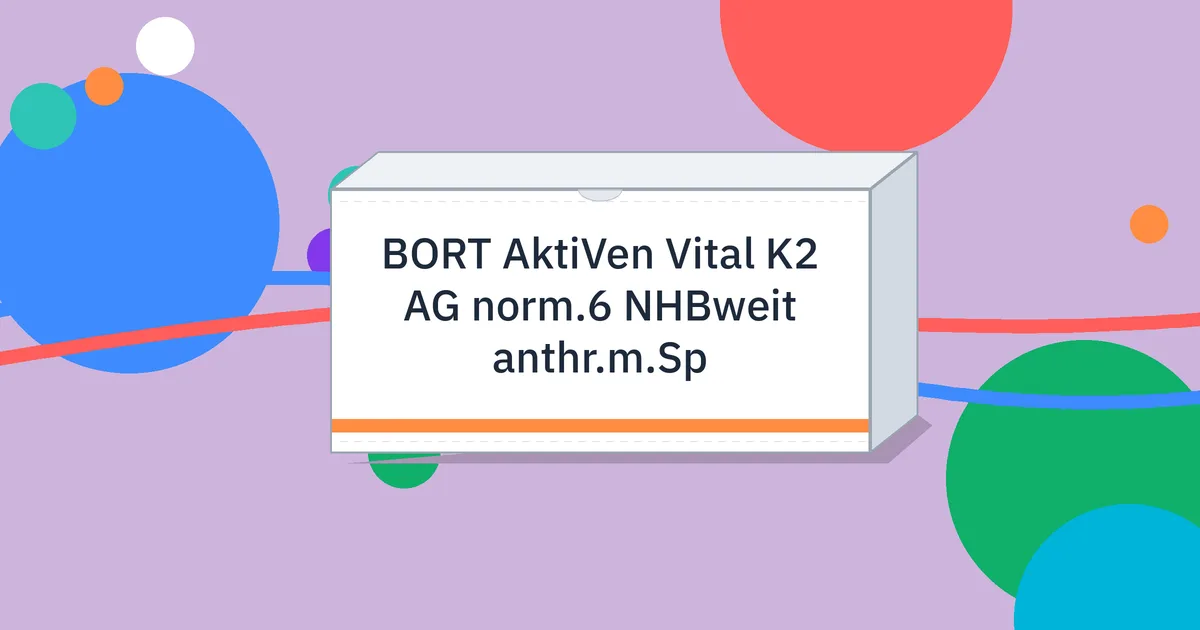 Symbolbild: Packung mit der Aufschrift BORT AktiVen Vital K2 AG norm.6 NHBweit anthr.m.Sp (PZN 13734689) – Verfügbarkeit und Bezug in Apotheken in Frankfurt am Main