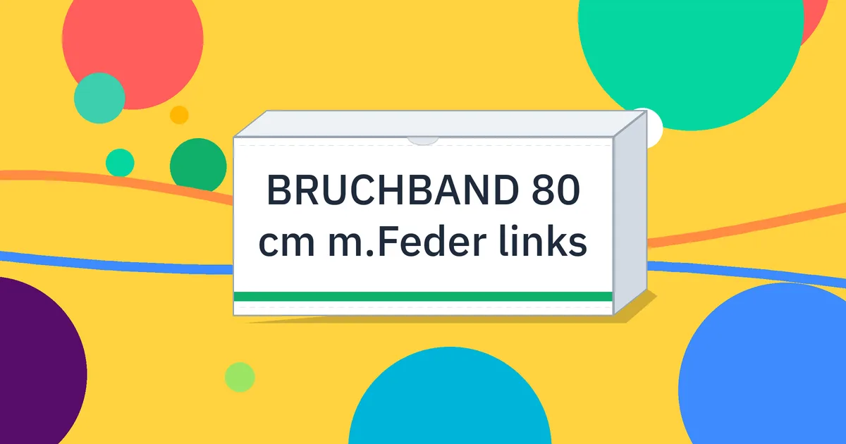 Symbolbild: Packung mit der Aufschrift BRUCHBAND 80 cm m.Feder links (PZN 01725260) – Verfügbarkeit und Bezug in Apotheken in Frankfurt am Main