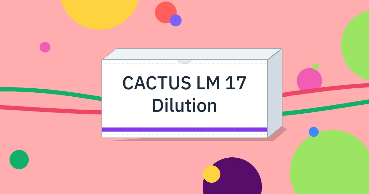 Symbolbild: Packung mit der Aufschrift CACTUS LM 17 Dilution (PZN 12797481) – Verfügbarkeit und Bezug in Apotheken in Frankfurt am Main