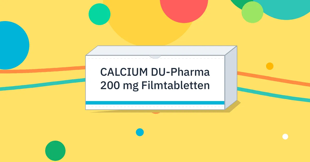Symbolbild: Packung mit der Aufschrift CALCIUM DU-Pharma 200 mg Filmtabletten (PZN 17363741) – Verfügbarkeit und Bezug in Apotheken in Frankfurt am Main