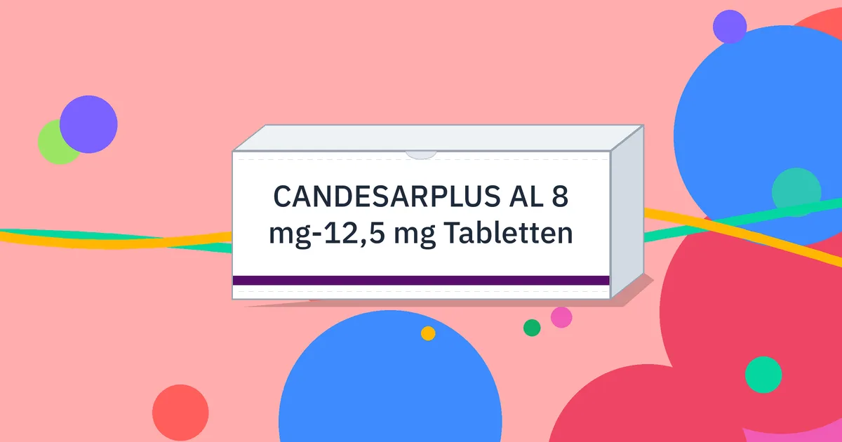 Symbolbild: Packung mit der Aufschrift CANDESARPLUS AL 8 mg-12,5 mg Tabletten (PZN 18098459) – Verfügbarkeit und Bezug in Apotheken in Frankfurt am Main