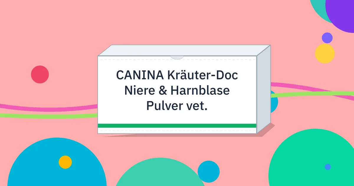 Symbolbild: Packung mit der Aufschrift CANINA Kräuter-Doc Niere & Harnblase Pulver vet. (PZN 06902666) – Verfügbarkeit und Bezug in Apotheken in Frankfurt am Main