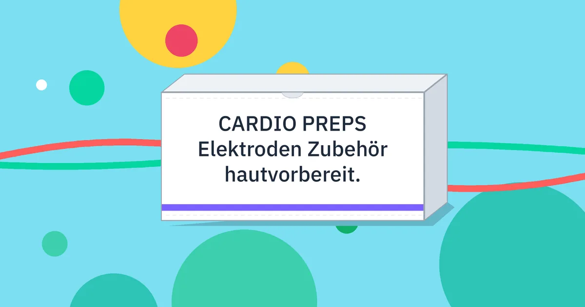 Symbolbild: Packung mit der Aufschrift CARDIO PREPS Elektroden Zubehör hautvorbereit. (PZN 01123785) – Verfügbarkeit und Bezug in Apotheken in Frankfurt am Main