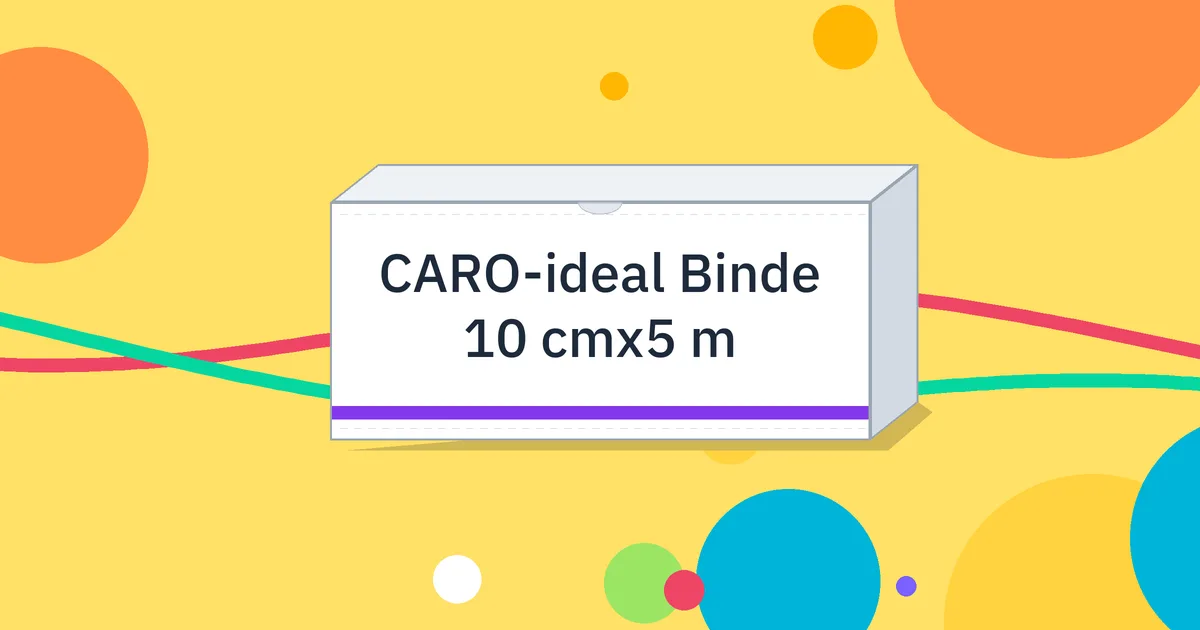 Symbolbild: Packung mit der Aufschrift CARO-ideal Binde 10 cmx5 m (PZN 11670382) – Verfügbarkeit und Bezug in Apotheken in Frankfurt am Main