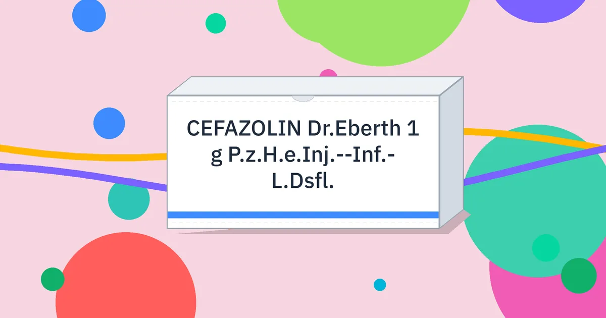 Symbolbild: Packung mit der Aufschrift CEFAZOLIN Dr.Eberth 1 g P.z.H.e.Inj.--Inf.-L.Dsfl. (PZN 15735960) – Verfügbarkeit und Bezug in Apotheken in Frankfurt am Main