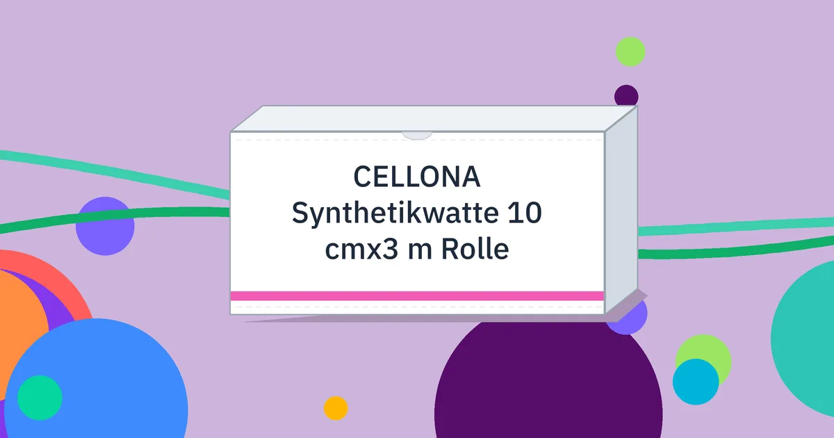 Symbolbild: Packung mit der Aufschrift CELLONA Synthetikwatte 10 cmx3 m Rolle (PZN 19995037) – Verfügbarkeit und Bezug in Apotheken in Frankfurt am Main