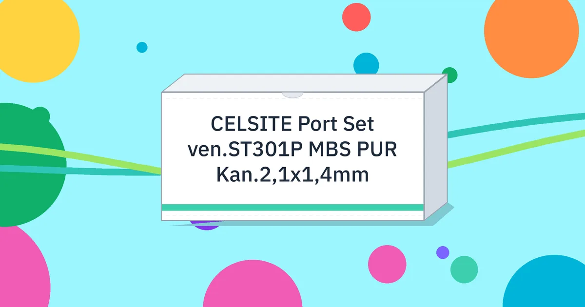 Symbolbild: Packung mit der Aufschrift CELSITE Port Set ven.ST301P MBS PUR Kan.2,1x1,4mm (PZN 06867964) – Verfügbarkeit und Bezug in Apotheken in Frankfurt am Main