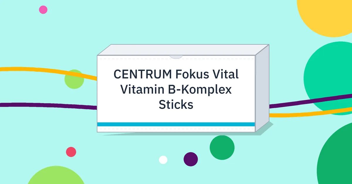 Symbolbild: Packung mit der Aufschrift CENTRUM Fokus Vital Vitamin B-Komplex Sticks (PZN 16244974) – Verfügbarkeit und Bezug in Apotheken in Frankfurt am Main