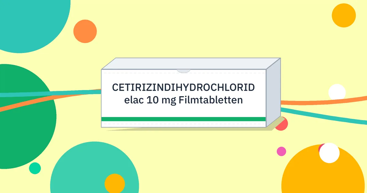Symbolbild: Packung mit der Aufschrift CETIRIZINDIHYDROCHLORID elac 10 mg Filmtabletten (PZN 10979203) – Verfügbarkeit und Bezug in Apotheken in Frankfurt am Main