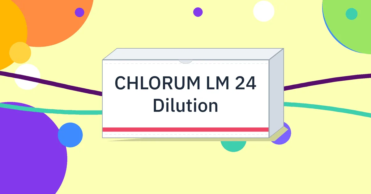 Symbolbild: Packung mit der Aufschrift CHLORUM LM 24 Dilution (PZN 12816586) – Verfügbarkeit und Bezug in Apotheken in Frankfurt am Main