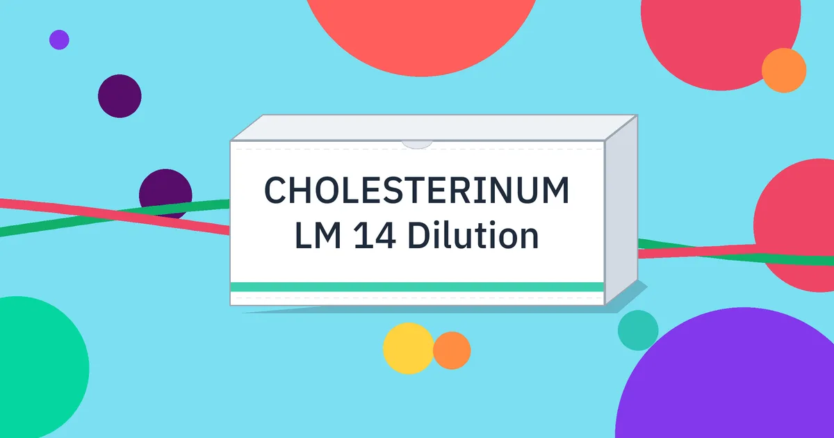 Symbolbild: Packung mit der Aufschrift CHOLESTERINUM LM 14 Dilution (PZN 12817367) – Verfügbarkeit und Bezug in Apotheken in Frankfurt am Main