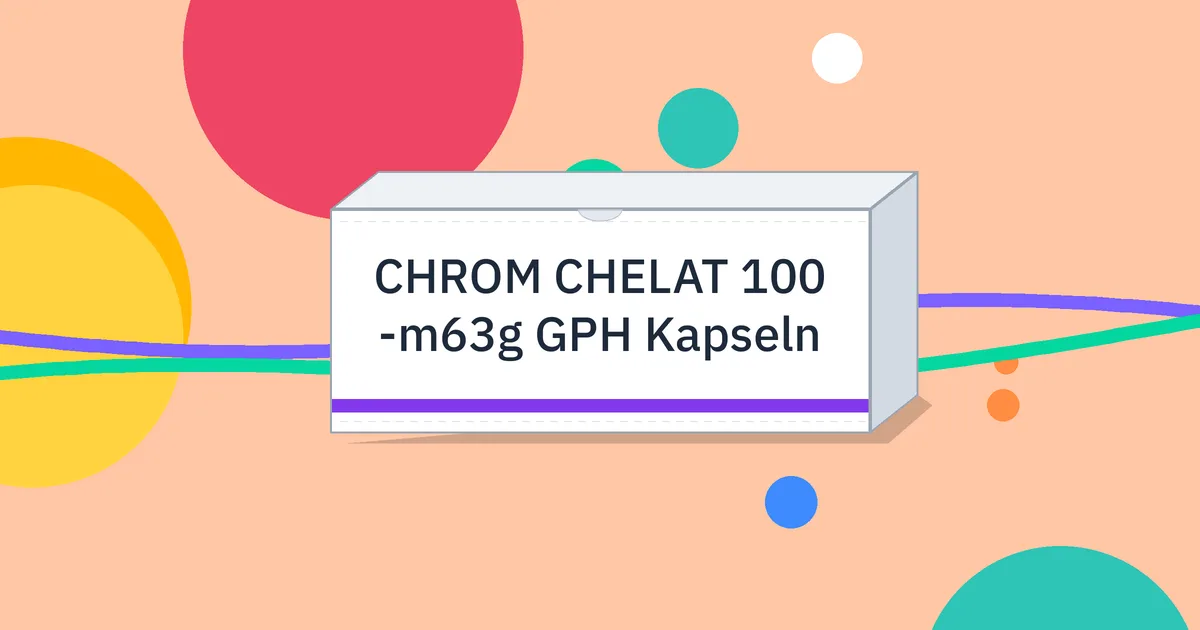 Symbolbild: Packung mit der Aufschrift CHROM CHELAT 100 -m63g GPH Kapseln (PZN 10305143) – Verfügbarkeit und Bezug in Apotheken in Frankfurt am Main