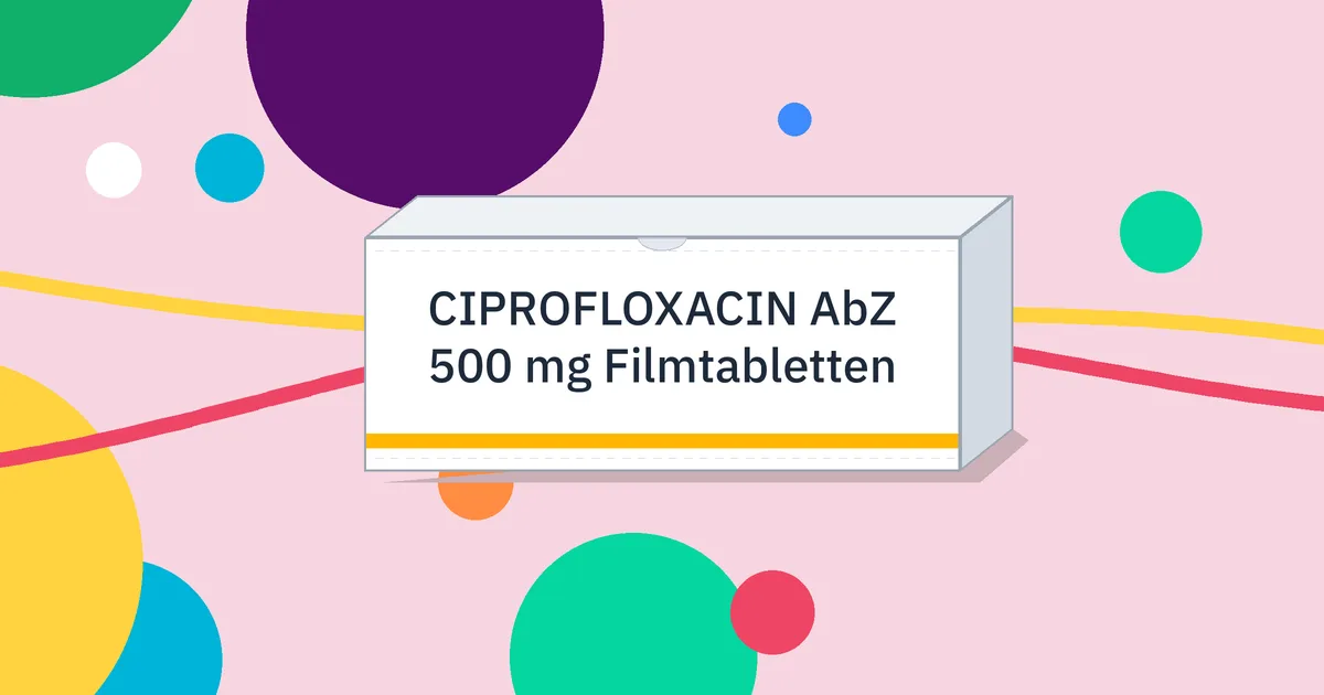 Symbolbild: Packung mit der Aufschrift CIPROFLOXACIN AbZ 500 mg Filmtabletten (PZN 02162103) – Verfügbarkeit und Bezug in Apotheken in Frankfurt am Main