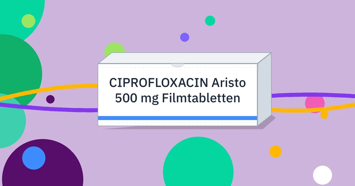 Symbolbild: Packung mit der Aufschrift CIPROFLOXACIN Aristo 500 mg Filmtabletten (PZN 03566920) – Verfügbarkeit und Bezug in Apotheken in Frankfurt am Main